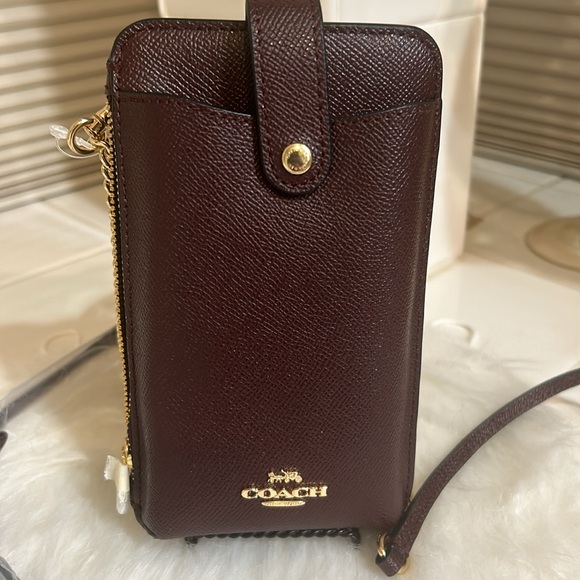 Coach | Bags | Coach Cranberry Phone Pebbled Leather Crossbody Bag Host ...